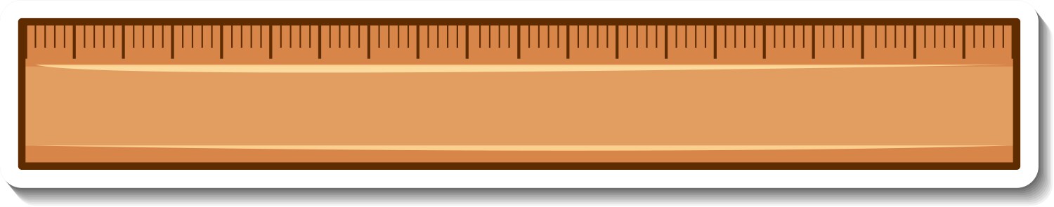 Sticker of a cartoon wooden ruler Royalty Free Vector Image