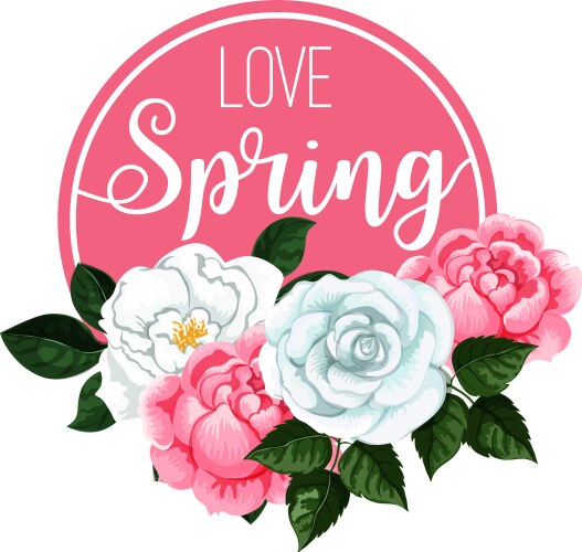 Word love with flowers Royalty Free Vector Image