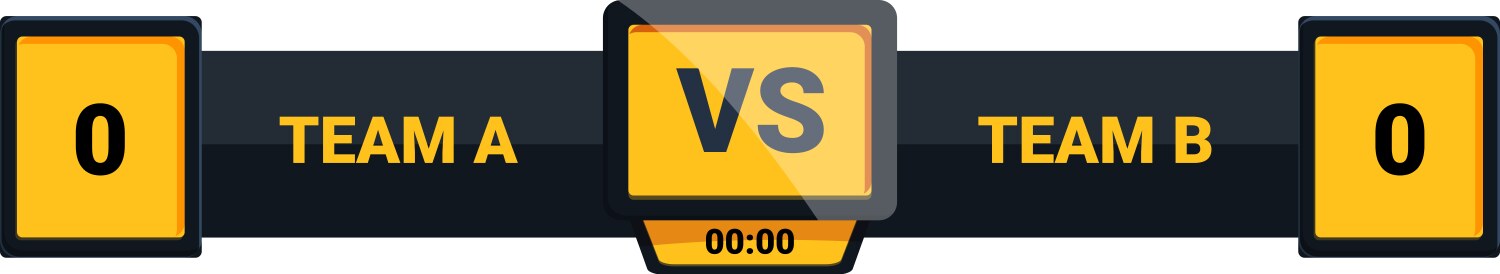 Scoreboard showing team a versus b with timer Vector Image