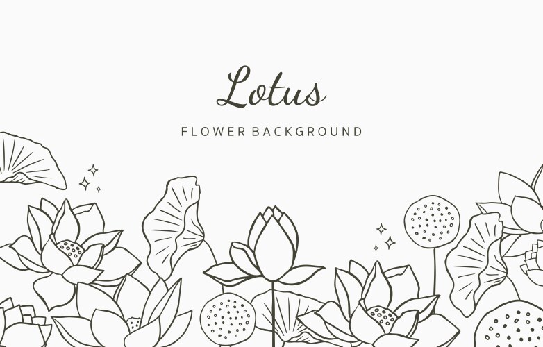 Black lotus flower outline Royalty Free Vector Image