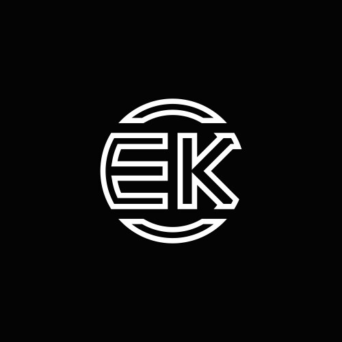 Ek logo monogram with gold colors and shield Vector Image