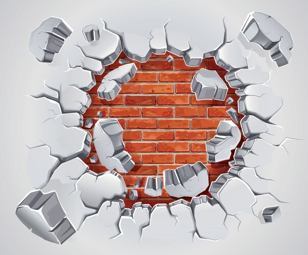 Basketball and old plaster wall damage Royalty Free Vector