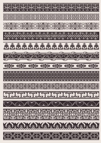 Hand drawn line border set and design elements Vector Image