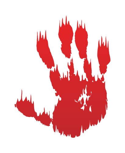 Bloody hand print set isolated white background Vector Image
