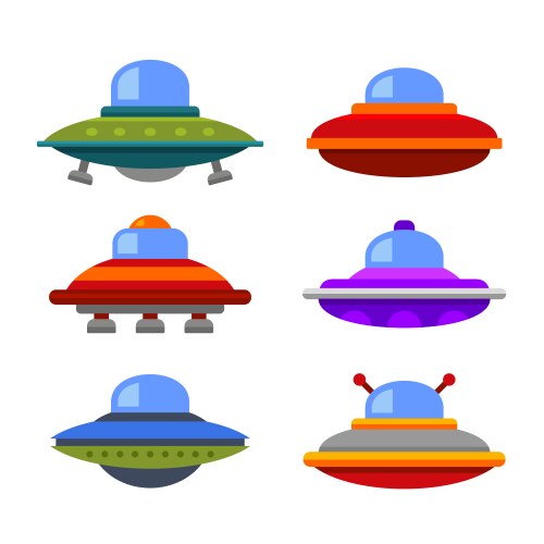 Cartoon ufo set Royalty Free Vector Image - VectorStock