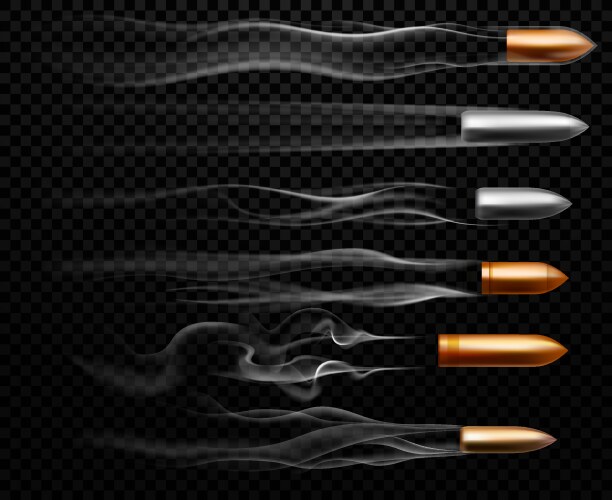 Flying bullet traces realistic pistol projectiles Vector Image