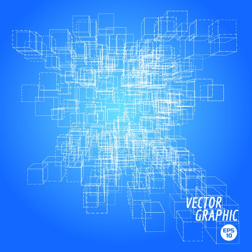 Wire-frame city blueprint style Royalty Free Vector Image