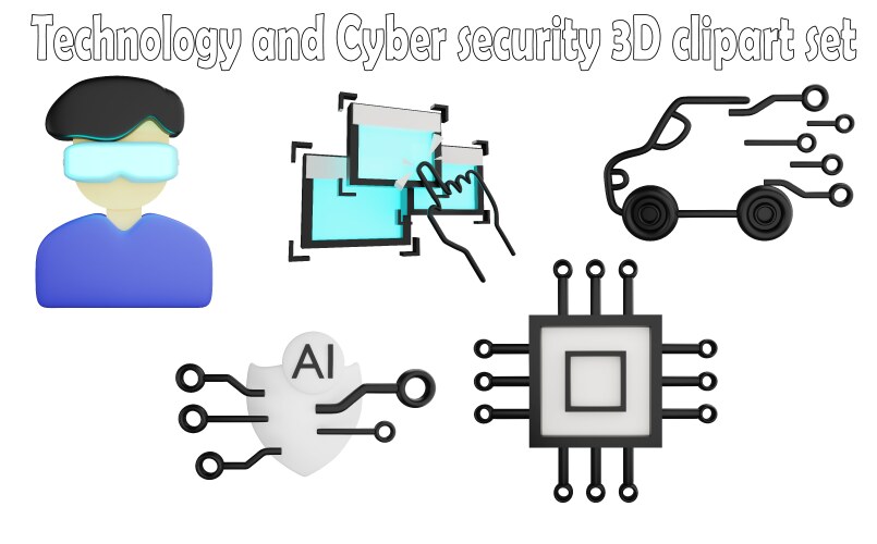 Technology and cyber security clipart element Vector Image
