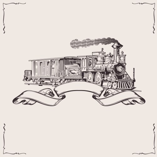 Hand drawn vintage locomotive steam train Vector Image