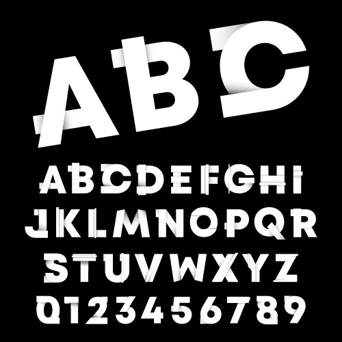 Alphabet font template white neon design Vector Image