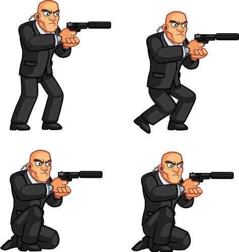 Crouching man animation sprite Royalty Free Vector Image