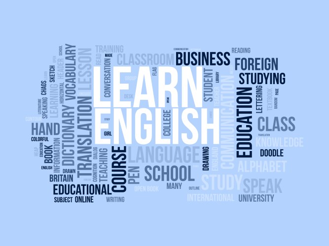Learn english wordcloud template education Vector Image