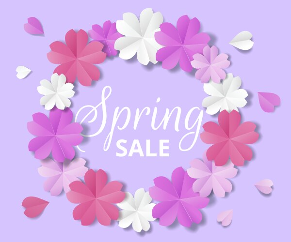 Paper cut flowers frame greeting card template Vector Image