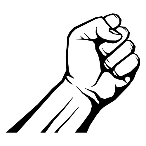 Raised hand with fist Royalty Free Vector Image