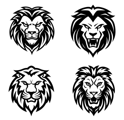 Lion Head Label Set - Sketch Royalty Free Vector Image