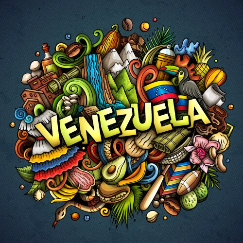 Venezuela hand drawn cartoon doodle Royalty Free Vector