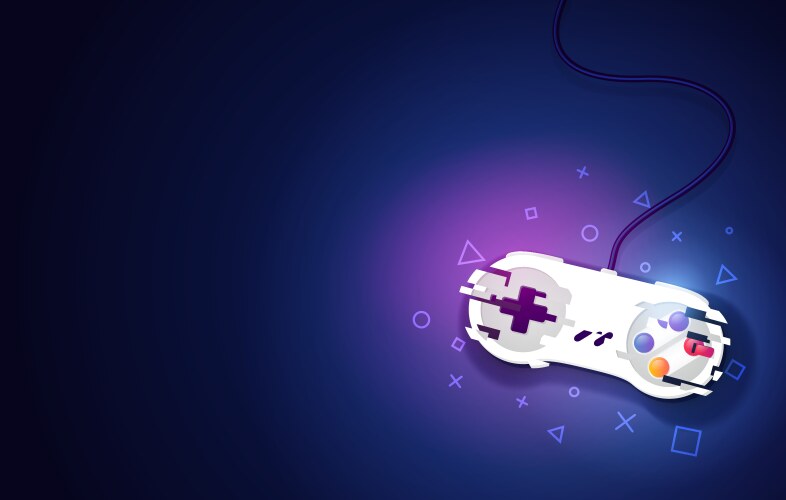 Retro neon color game controller Royalty Free Vector Image