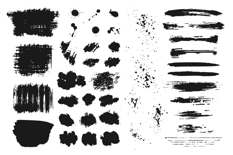 Hand drawn gunge set abstract brush strokes Vector Image