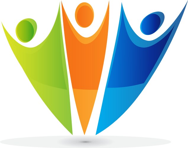 Happy business friends logo Royalty Free Vector Image