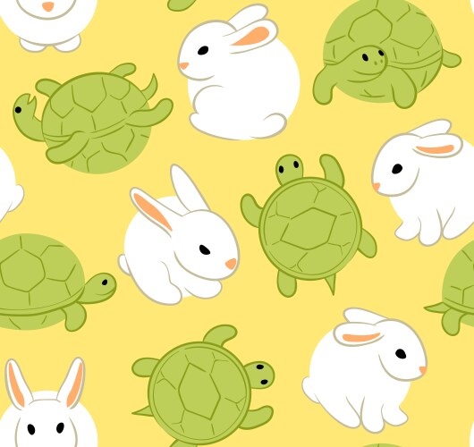 Closeup rabbit and turtle shake hands art Vector Image