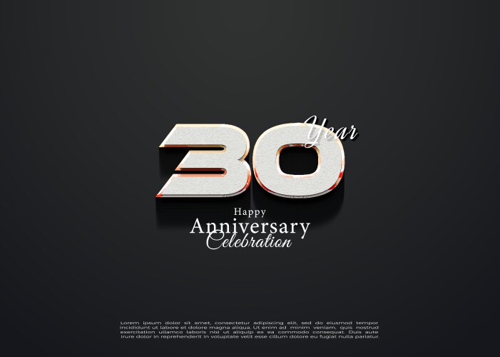 30th anniversary with gold colored numbers Vector Image
