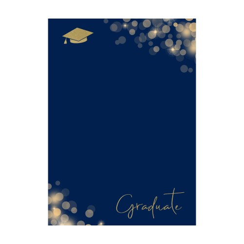 Blue golden frame graduate card Royalty Free Vector Image