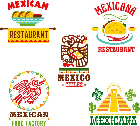 Mexican food icon set - tacos nachos Royalty Free Vector