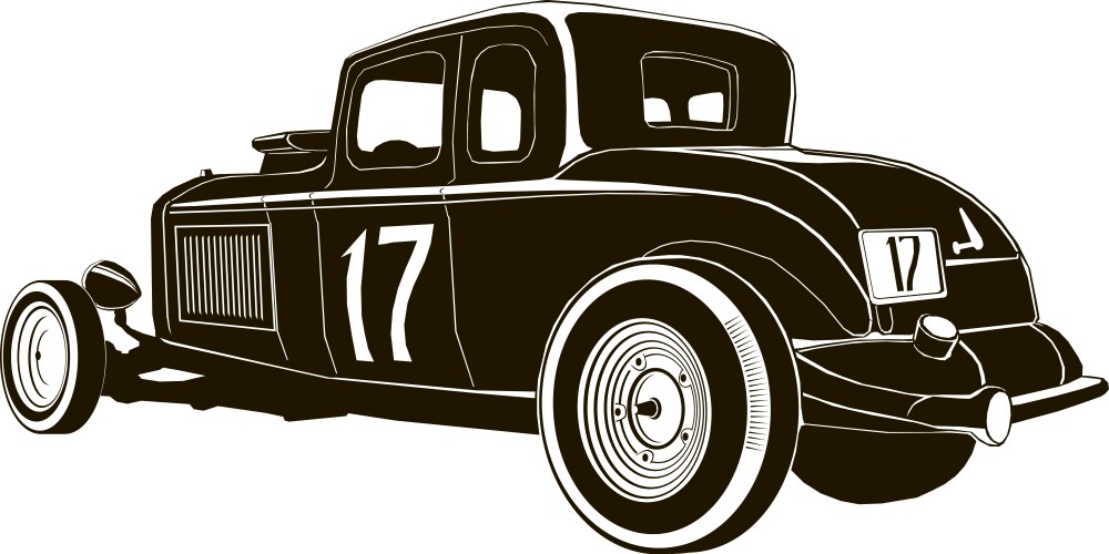 Classic red custom street rod with hotrod flames Vector Image