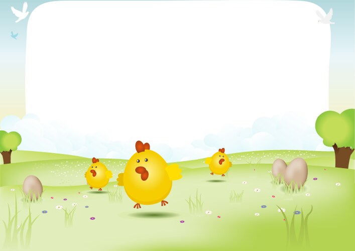 Holidays easter chicken poster Royalty Free Vector Image