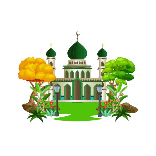 Mosque with kids cartoon Royalty Free Vector Image