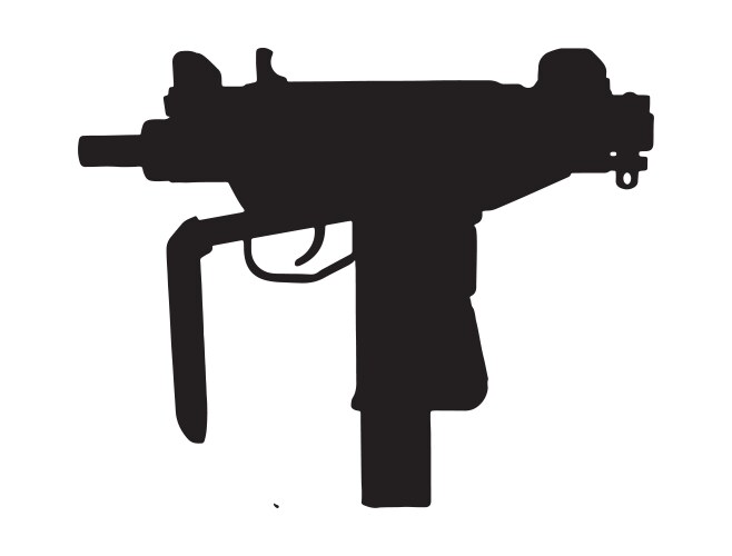 Uzi submachine gun silhouette art Royalty Free Vector Image