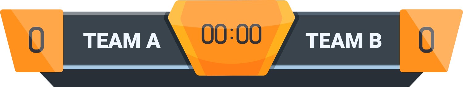 Digital scoreboard showing time elapsed and team Vector Image