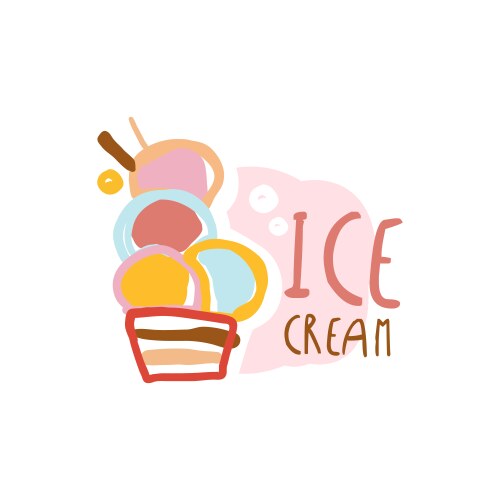 Ice cream logo template badge for restaurant bar Vector Image