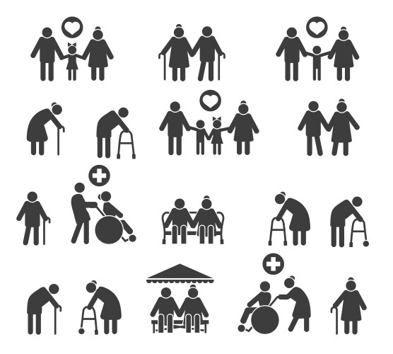 Elderly people icons Royalty Free Vector Image