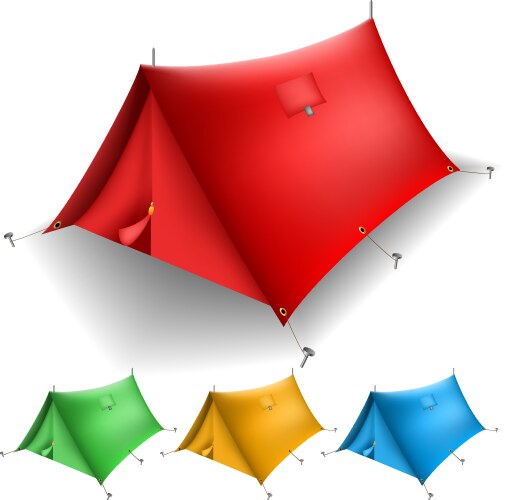 Camping tent in different colour set Royalty Free Vector