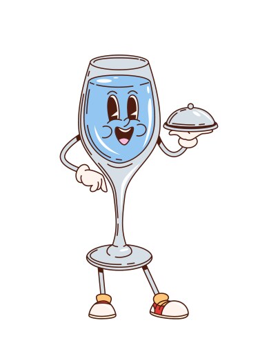 Retro groovy dish plate cartoon funny kitchenware Vector Image