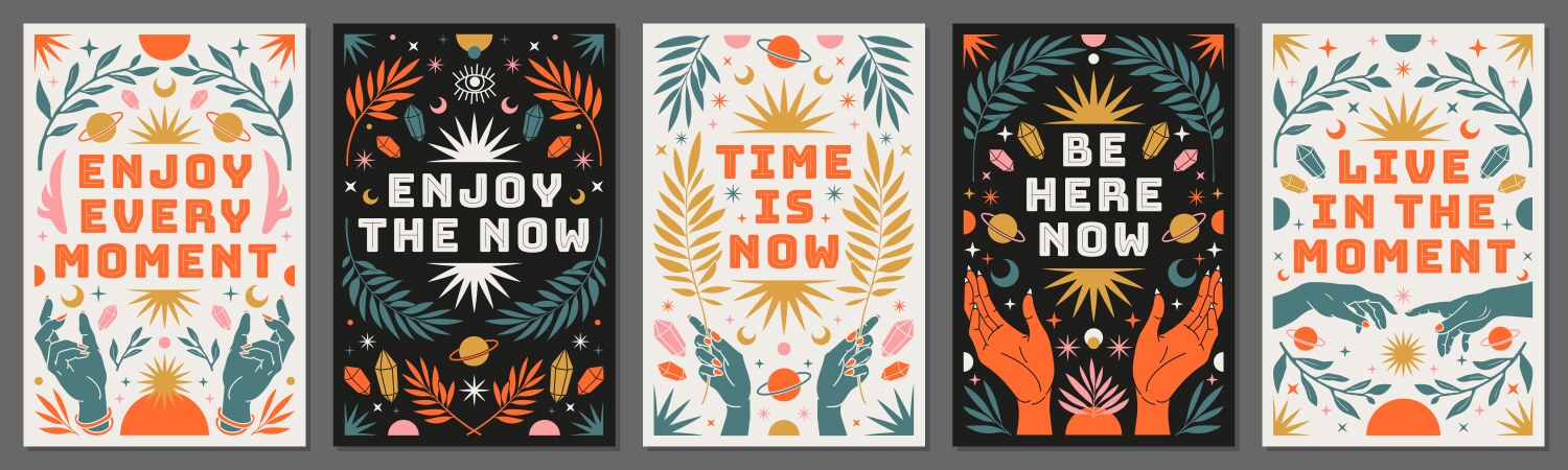 Boho celestial posters with inspirational Vector Image
