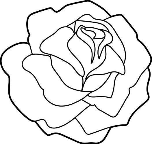 Cute outline rose simple black icon Royalty Free Vector