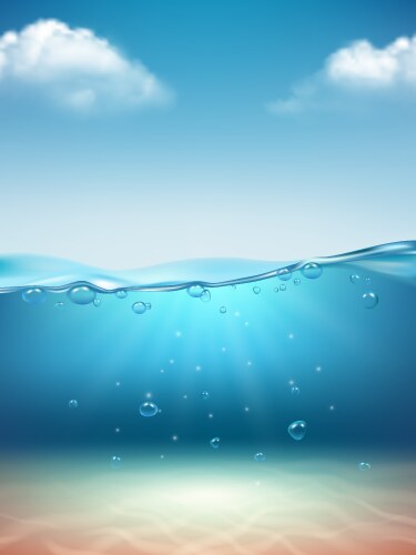 Transparent underwater blue ocean banner Vector Image