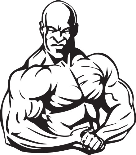 Bodybuilding isolated line drawing Royalty Free Vector Image