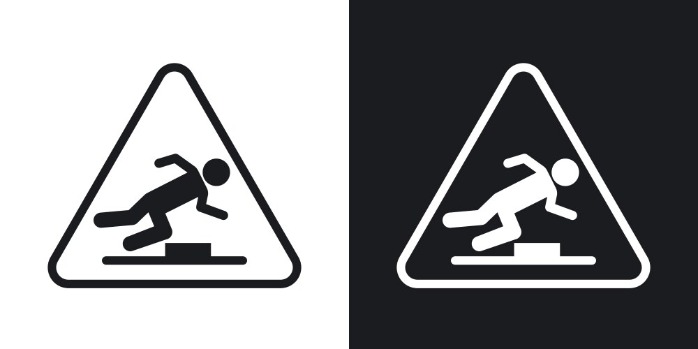 Tripping hazard warning sign icon set danger Vector Image