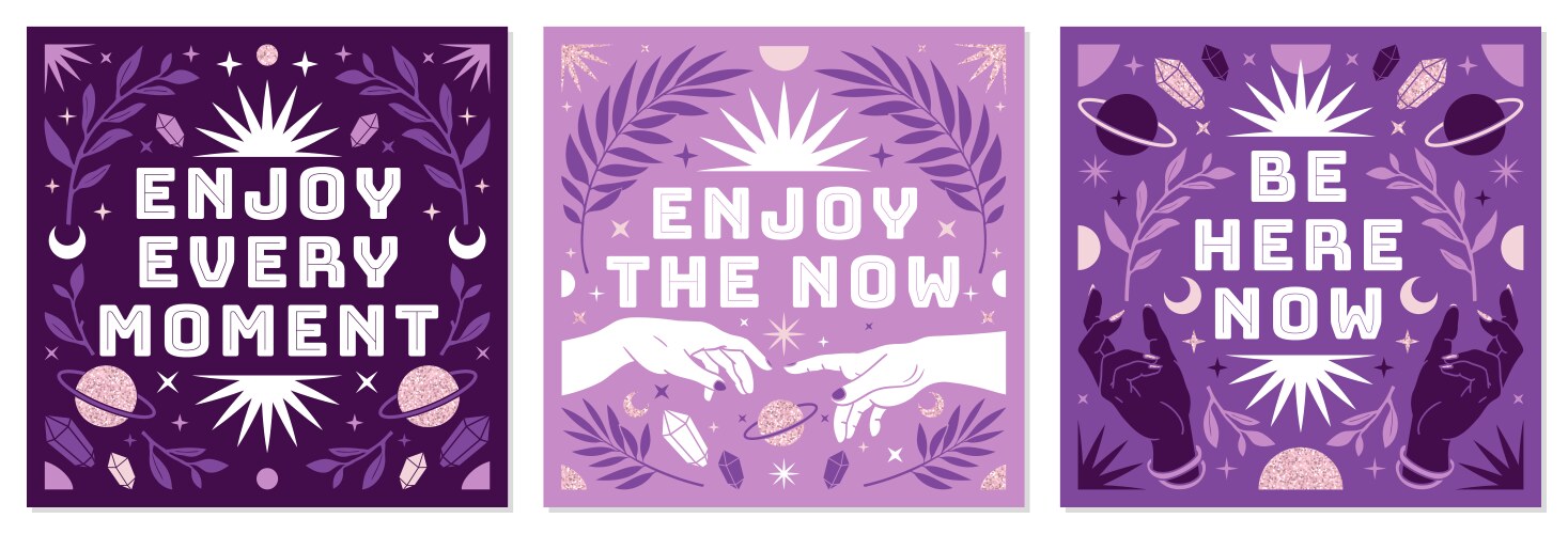 Boho celestial posters with inspirational Vector Image