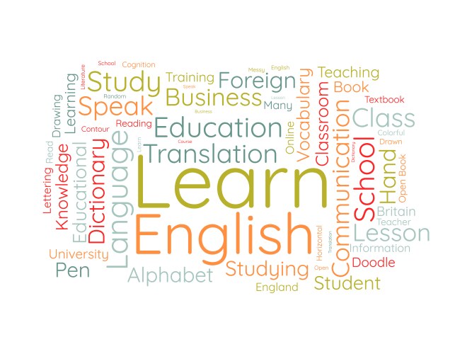 Learn english wordcloud template education Vector Image