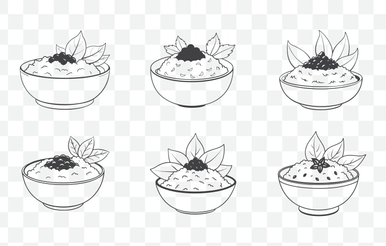 Print khao pad fried rice art set Royalty Free Vector Image