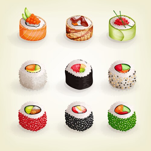 Sushi and rolls Royalty Free Vector Image - VectorStock