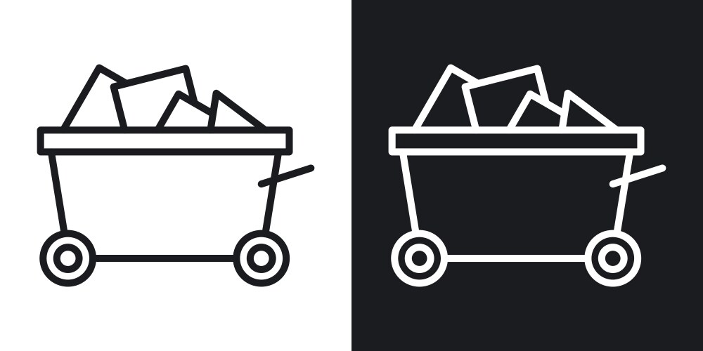 Trolley with coal icon set quarry mine raw energy Vector Image