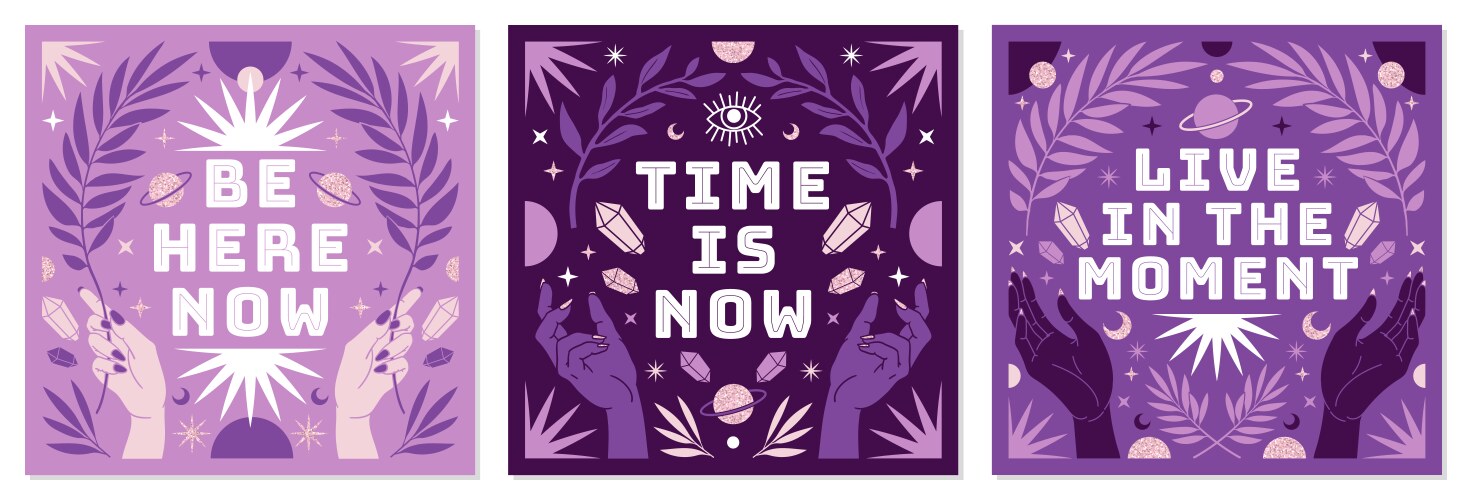 Boho celestial posters with inspirational Vector Image