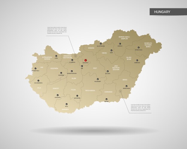 Hungary map Royalty Free Vector Image - VectorStock