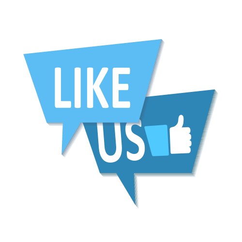 Follow us banner round label with thumbs up Vector Image