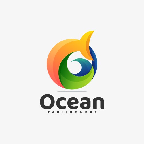 Sunset wave beach ocean logo Royalty Free Vector Image